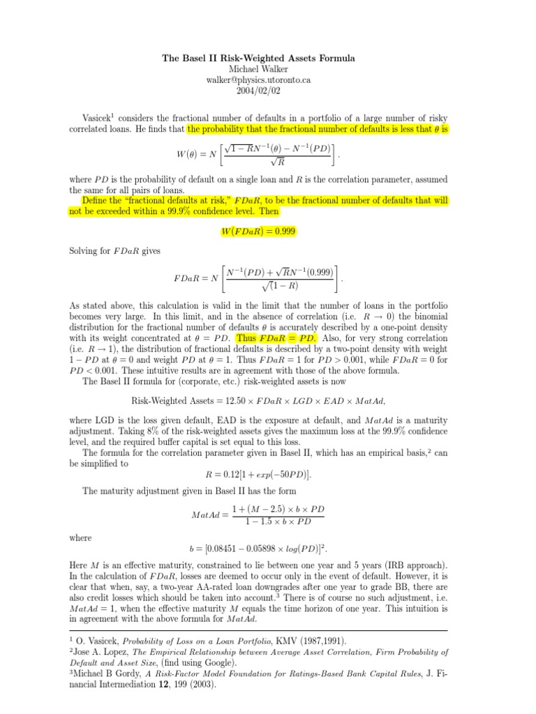 Basel II Risk-Weighted Assets Formula | PDF | Business Economics ...