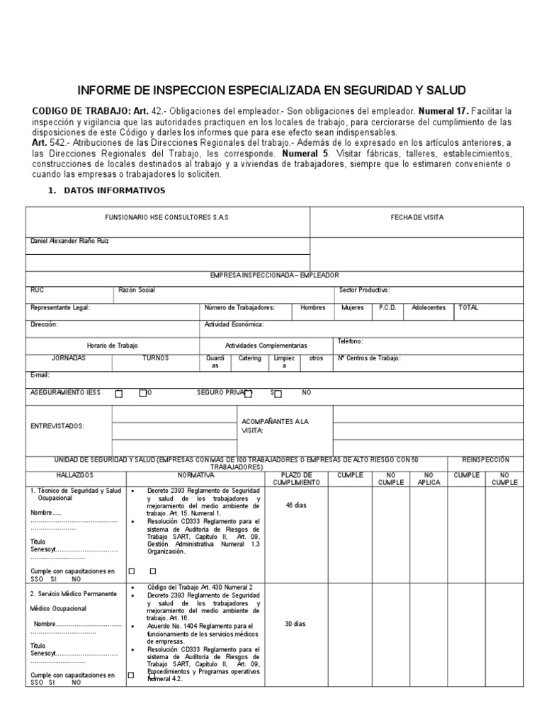 Formato Inspeccion | PDF | Bienestar | Medicina