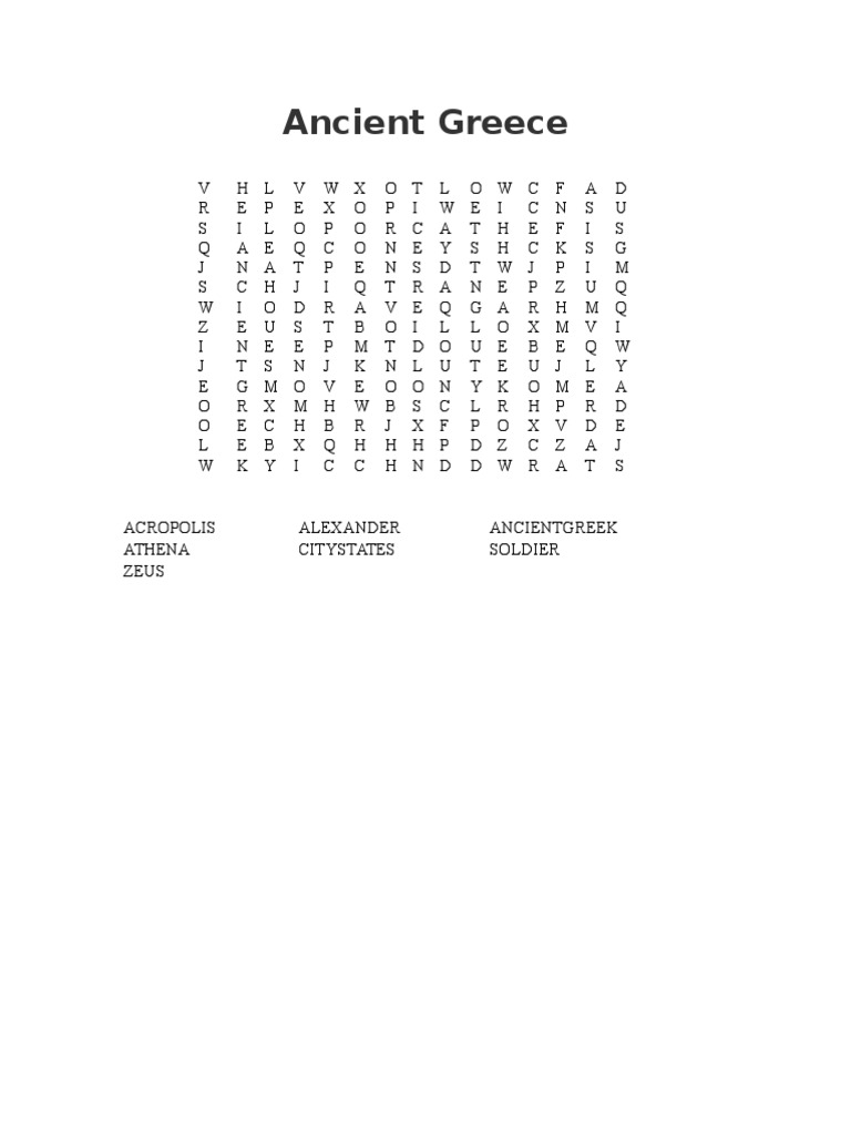 Ancient Greece Word Search | PDF | Social Science