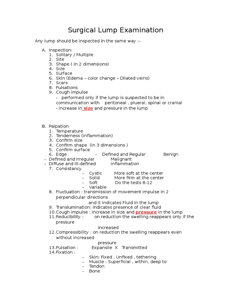 Surgical Lump Examination | PDF