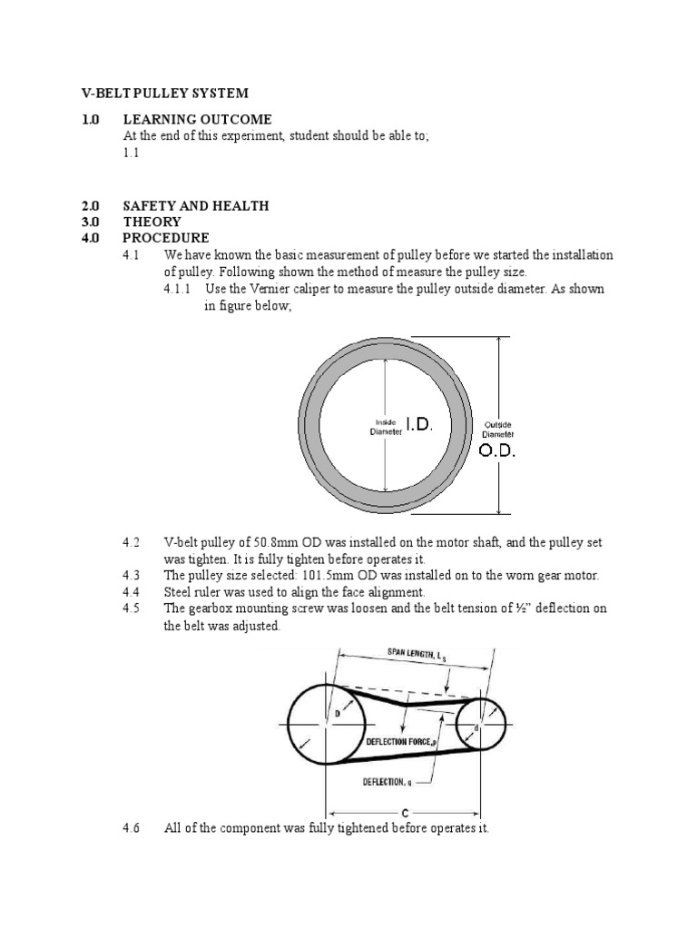 V-Belt Pulley System Measurement Guide | PDF