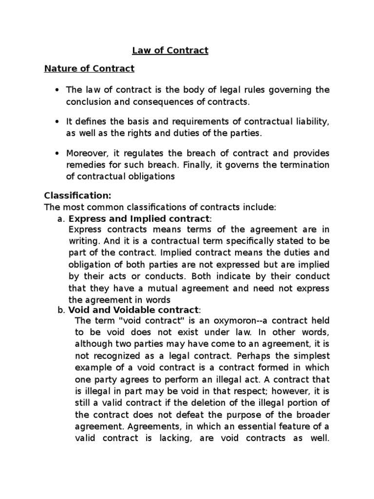 Law of Contract Nature of Contract | PDF | Offer And Acceptance ...
