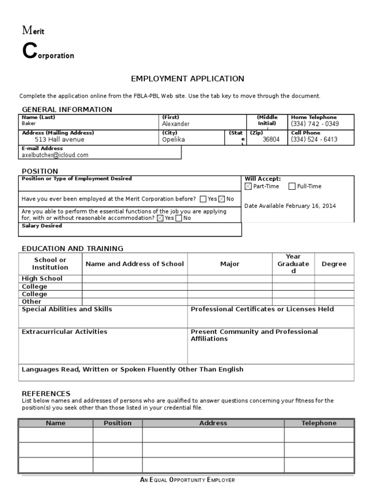 My Job Application 2015 | PDF