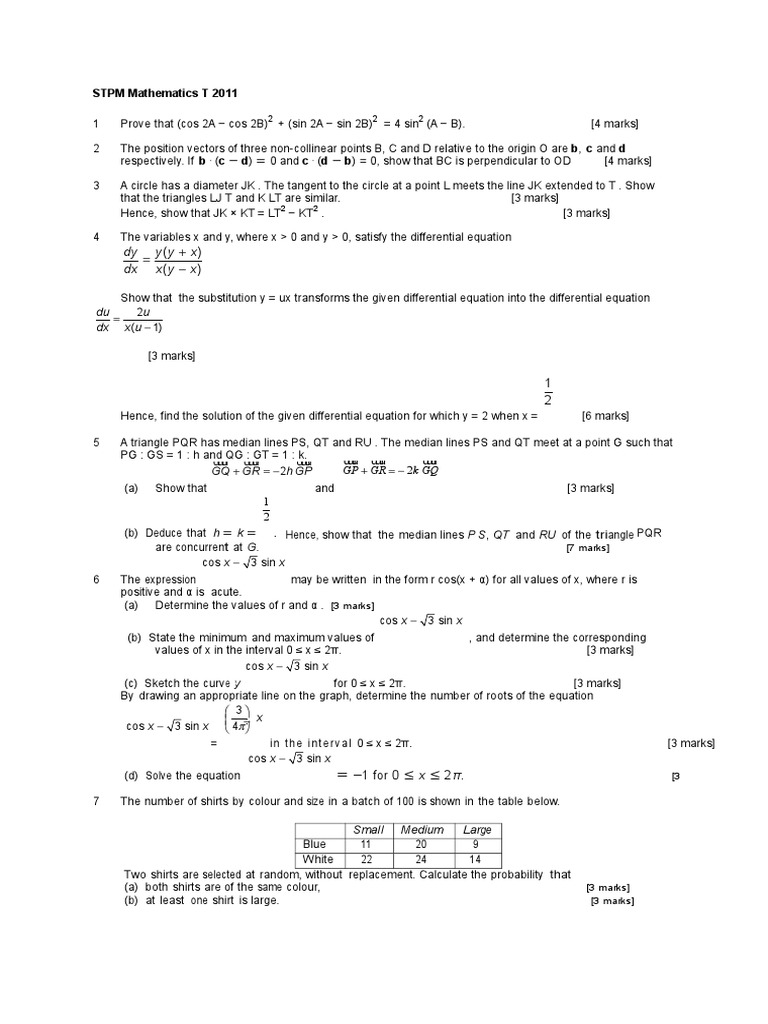 Math P2 2011T | PDF | Teaching Methods & Materials