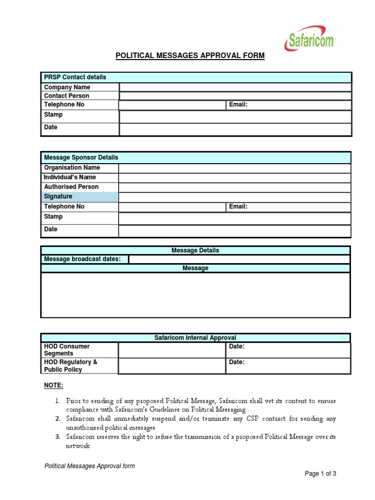 Political Messages Approval Guidelines | PDF | Short Message Service ...