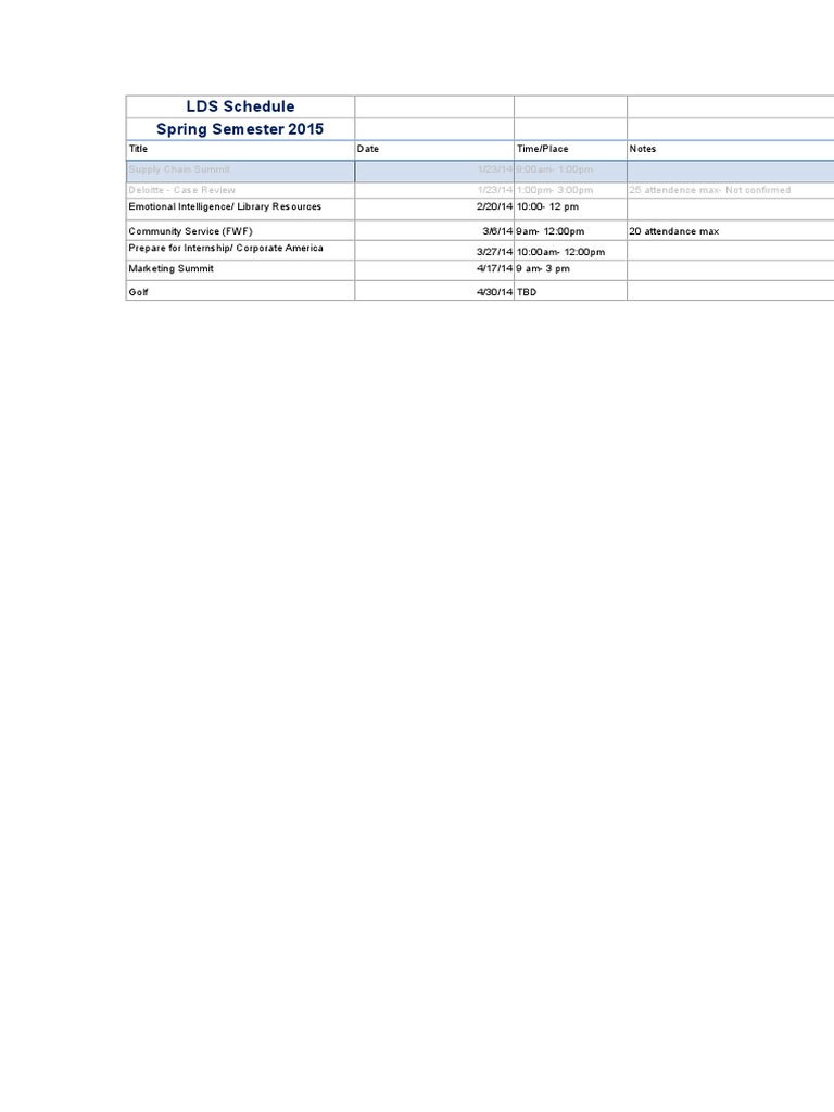 LDS Schedule | PDF | Career & Growth | Foreign Language Studies