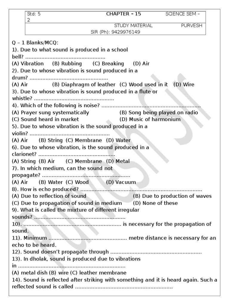 STD: 5 Chapter - 15 Science Sem - 2 Study Material Purvesh SIR (PH) : 9429976149 | PDF