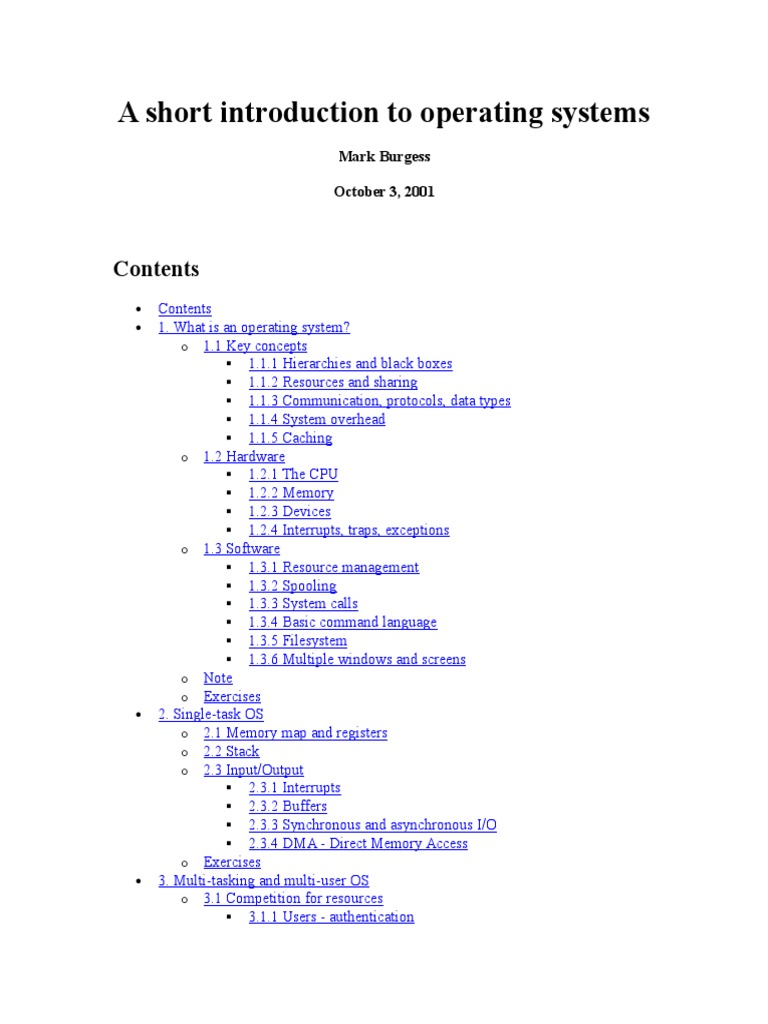 A Short Introduction To Operating Systems | PDF | Operating System | Central Processing Unit