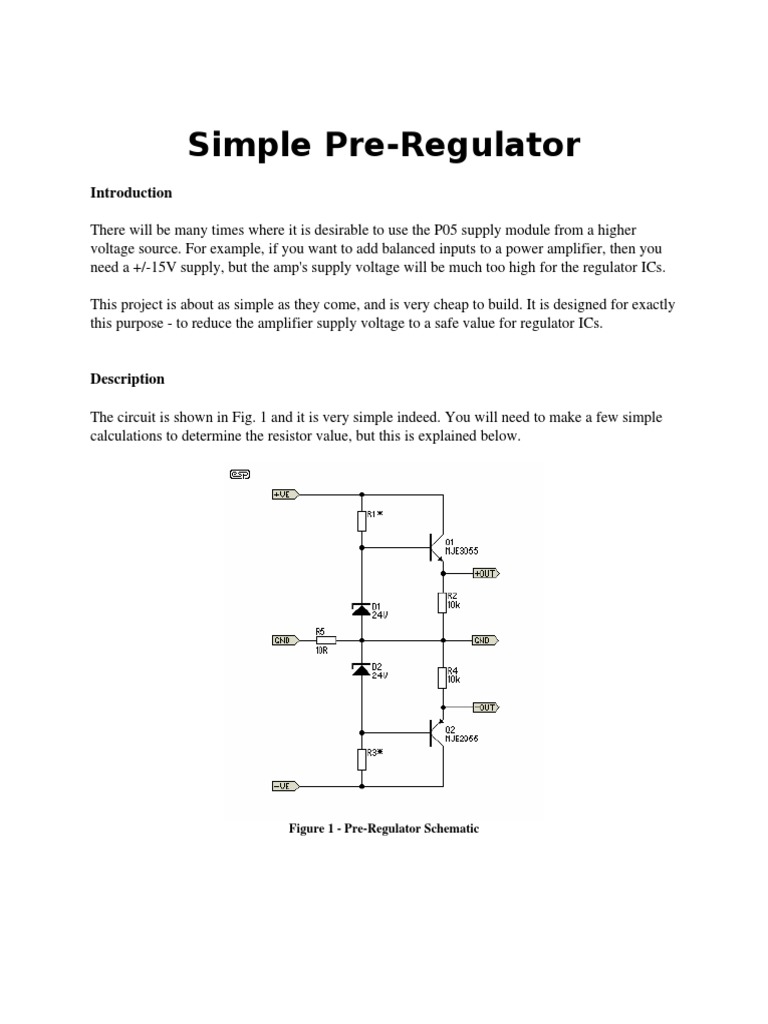 Simple Pre-Regulator PDF | PDF | Amplifier | Electronic Circuits