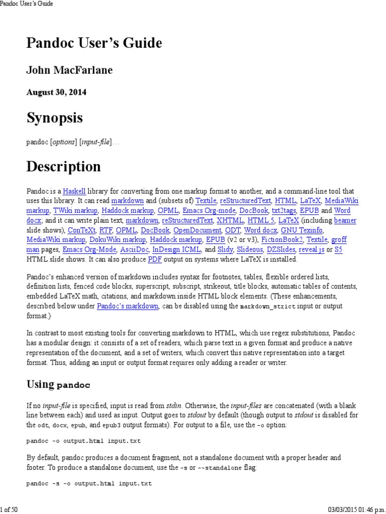 Pandoc User’s Guide | Html | Html Element | Free 30-day Trial | Scribd