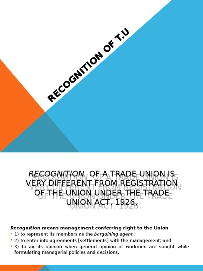 Recognition of Trade Union | PDF | Finance & Money Management | Law