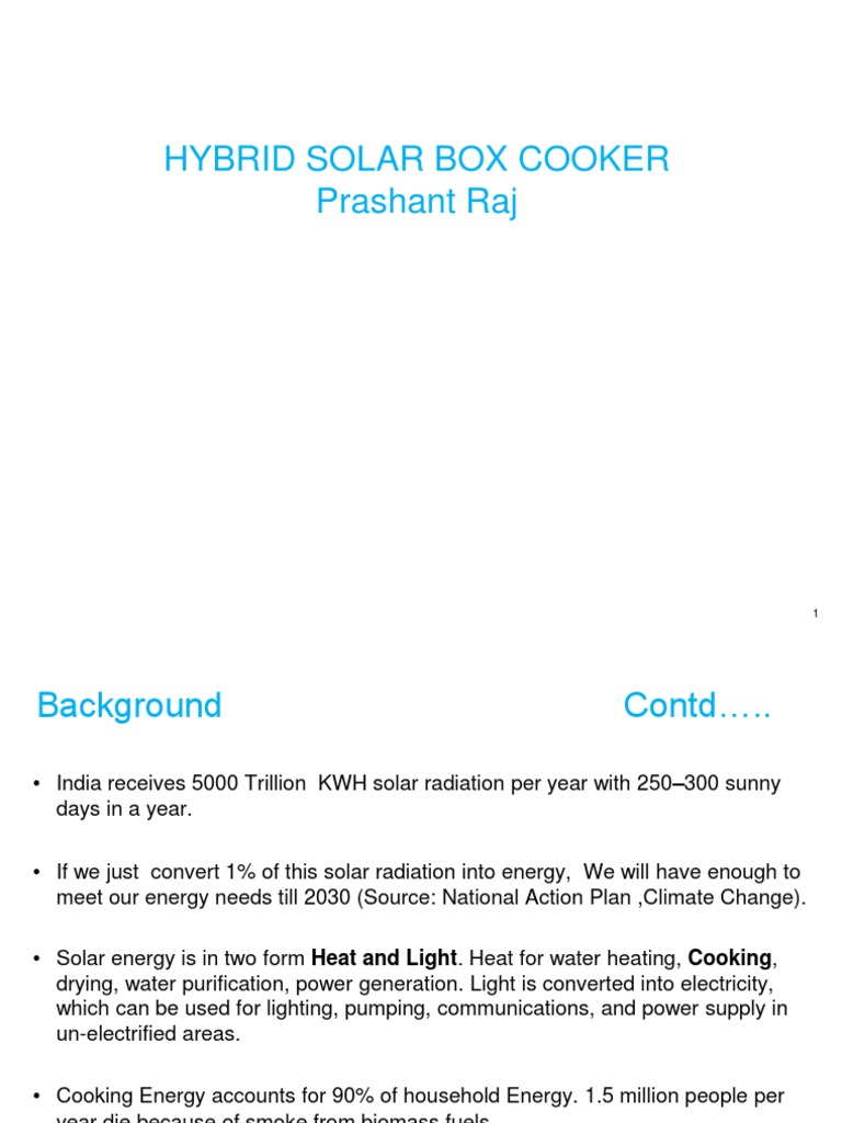 Hybrid Solar Box Cooker Prashant Raj | PDF | Kitchen Stove | Solar Energy
