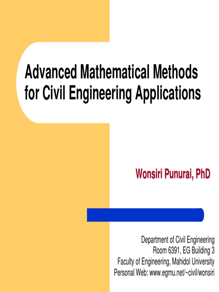 Advanced Mathematical Methods For Civil Engineering Applications | PDF ...