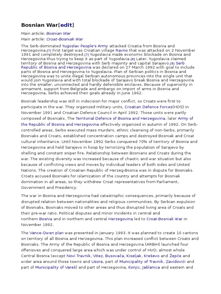 Bosnian War Croat-Bosniak War | PDF | Bosnia And Herzegovina | Bosnian War