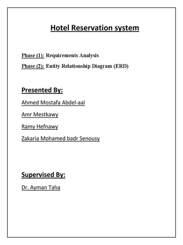 Hotel Resevation System - Database Project | PDF | Data Management ...