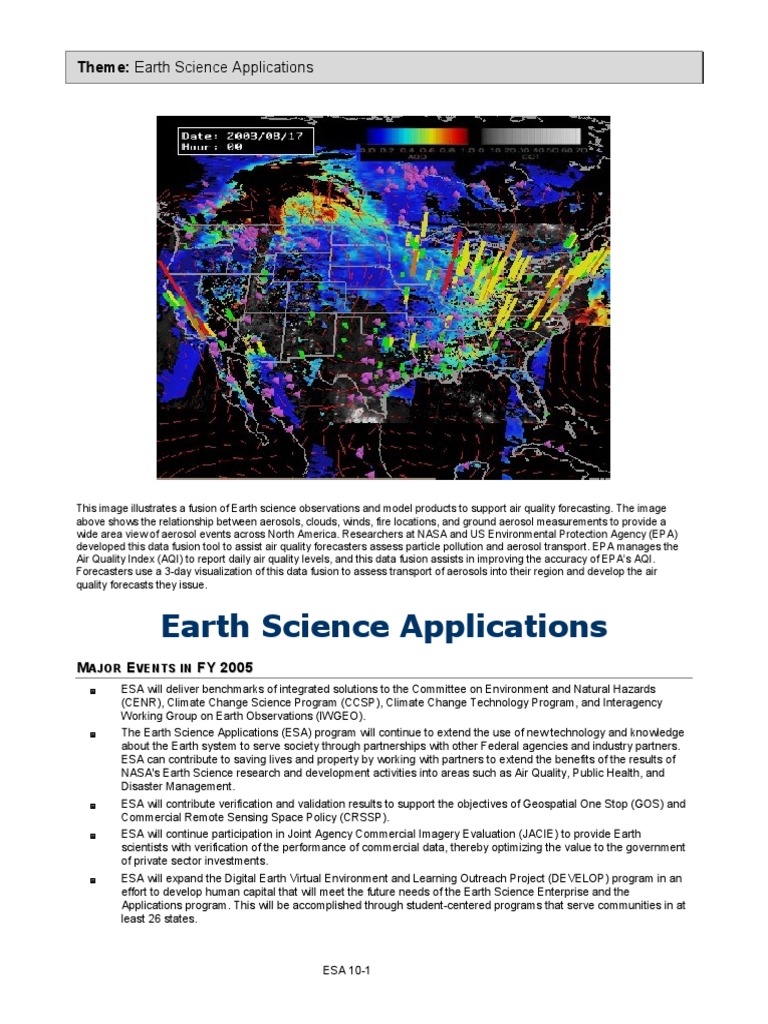 Earth Science Applications MAJOR EVENTS IN FY 2005 | PDF | National ...