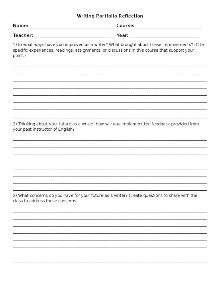 Portfolio Writing Folder Reflection (Metacognition) End of Year | PDF ...