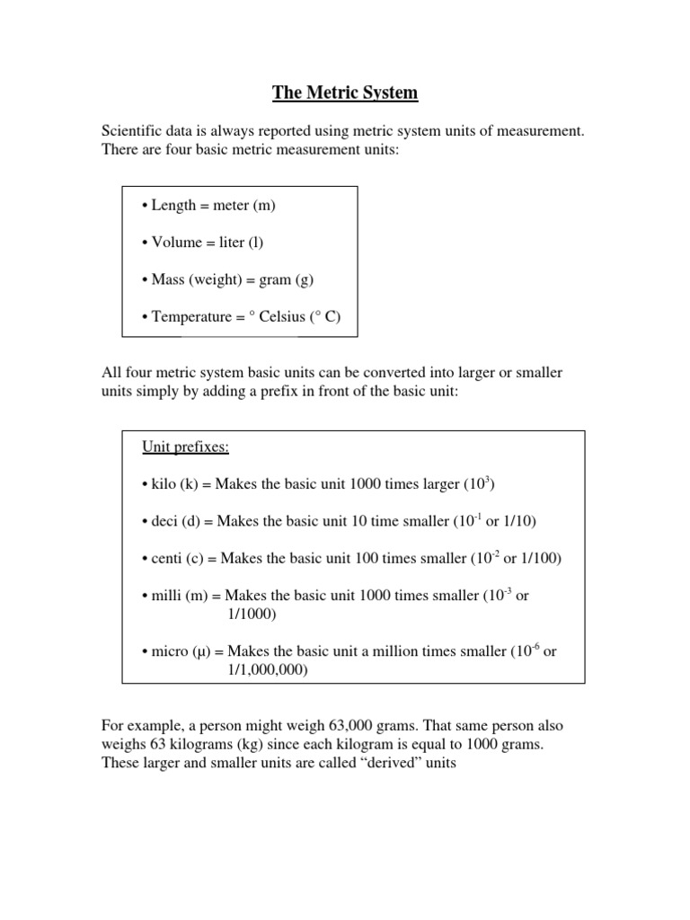 Understanding the Metric System Basics | PDF