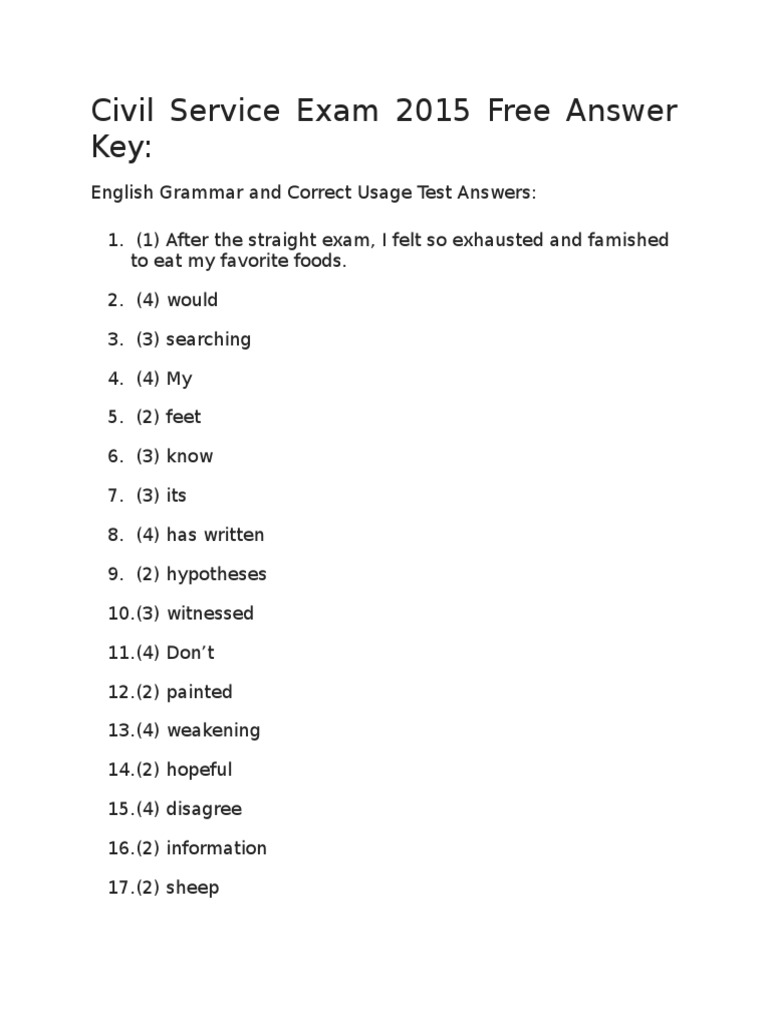 Answer Key Civil Service Exam Reviewer | PDF | Teaching Methods & Materials
