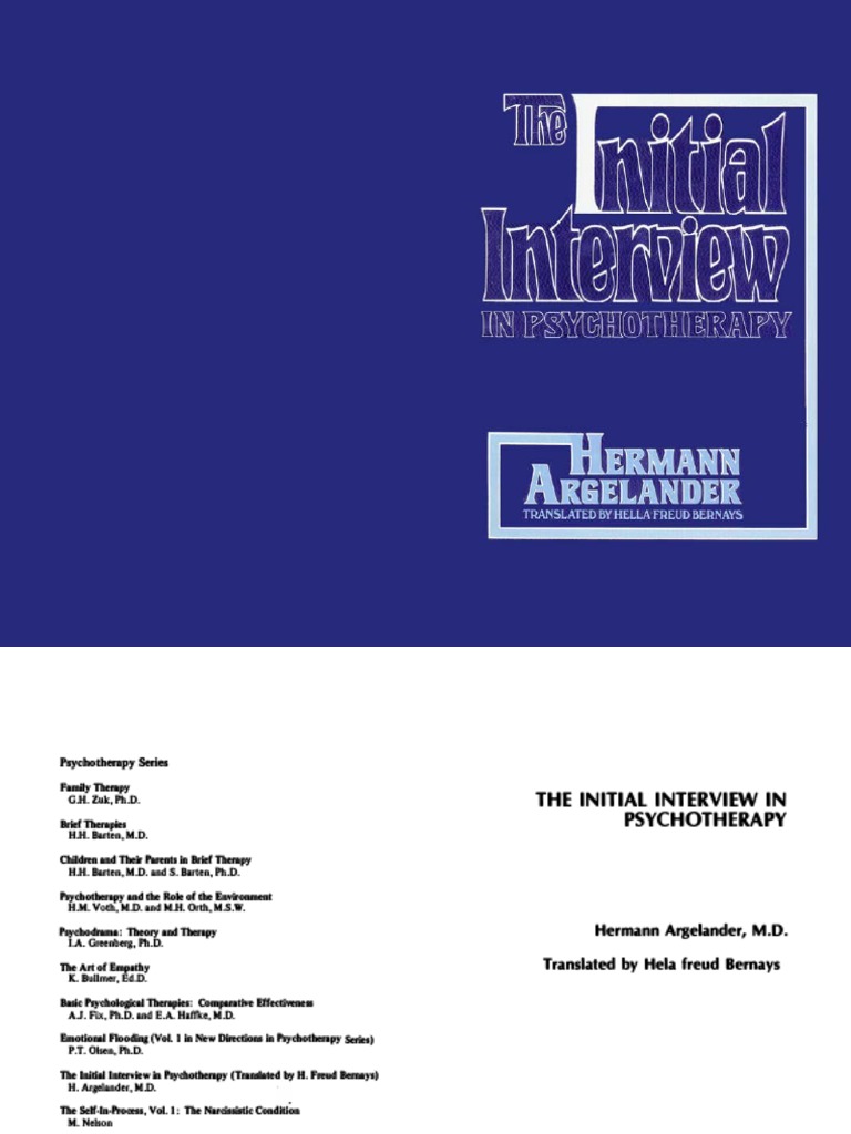 The Initial Interview in Psychotherapy - Hermann Argelander | PDF ...