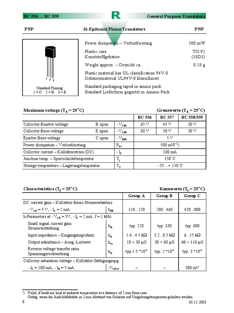General Purpose Transistors PNP Si-Epitaxial Planartransistors PNP ...