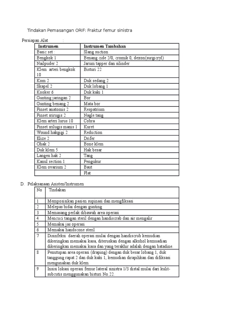 Tindakan Pemasangan ORIF | PDF