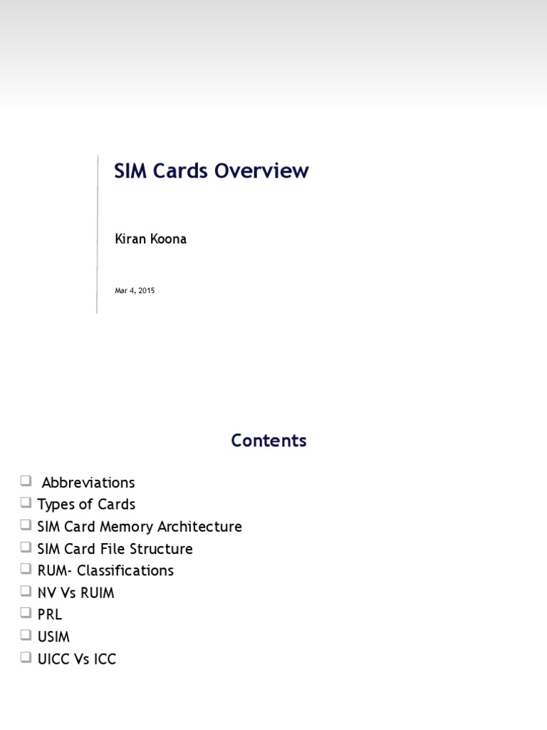 SIM Card Overview | PDF | Subscriber Identity Module | Computer Networking