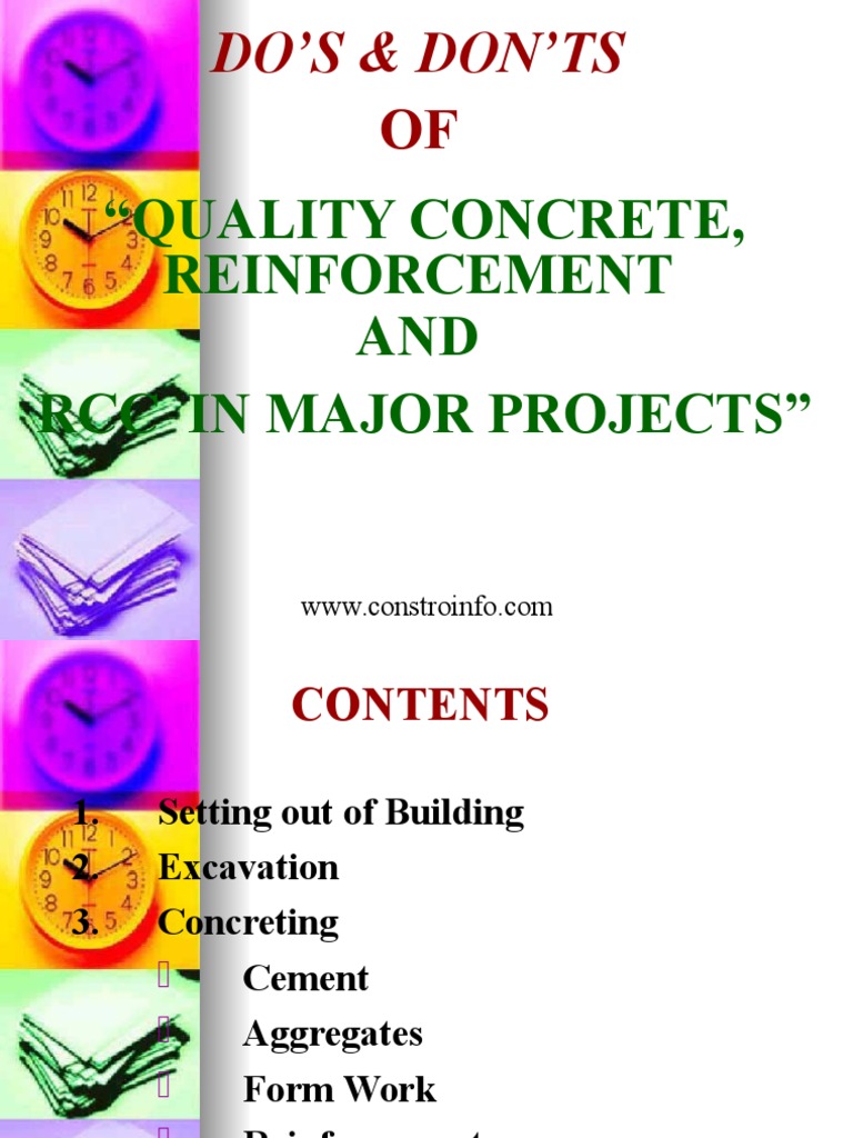 Do'S & Don'Ts: "Quality Concrete, Reinforcement AND RCC in Major Projects" | PDF | Concrete ...