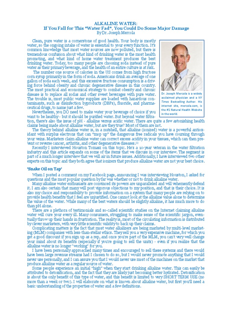 Alkaline Water Fad | PDF | Purified Water | Water Purification
