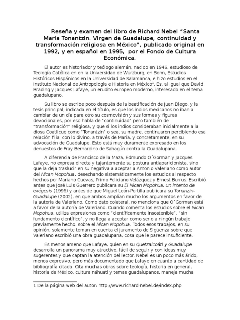 La Virgen de Guadalupe en Los Libros de Richard Nebel y David Brading ...