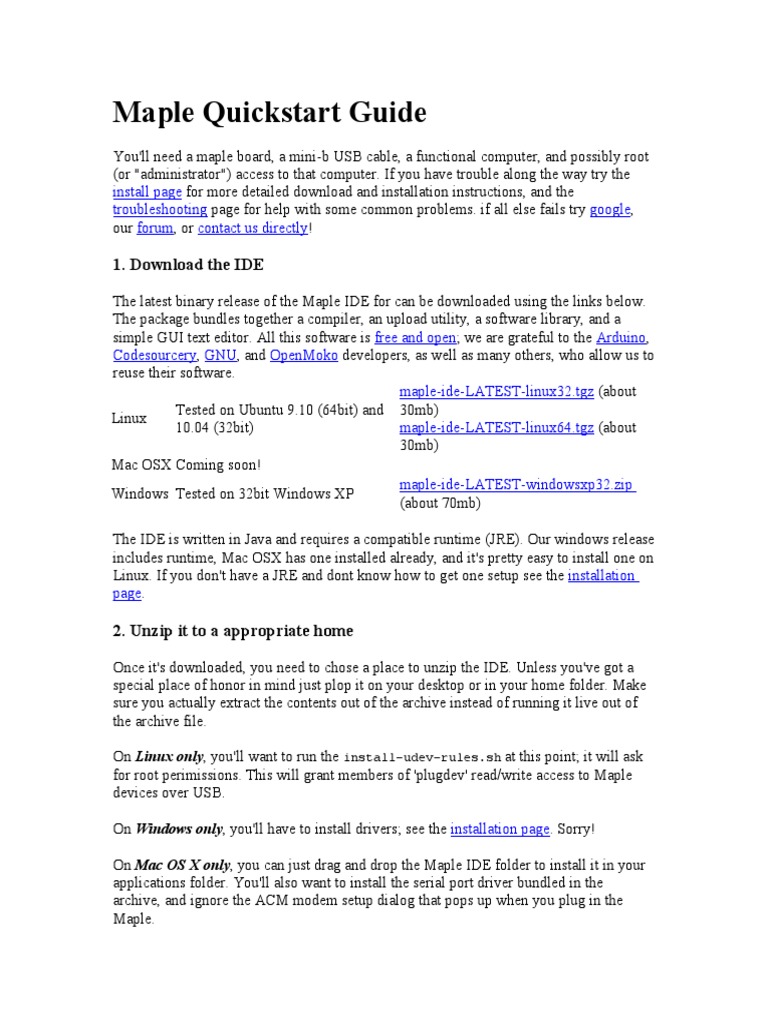 Maple Quickstart Guide: 1. Download The IDE | PDF | Installation ...
