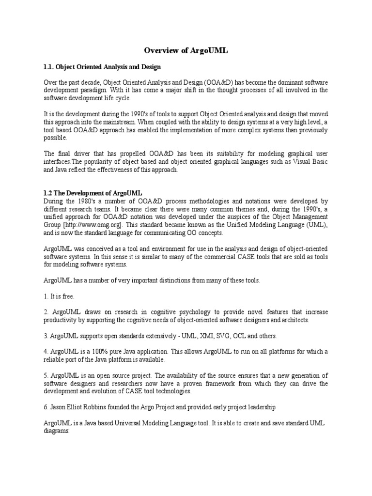 Origins and Overview of ArgoUML | Download Free PDF | Object Oriented ...