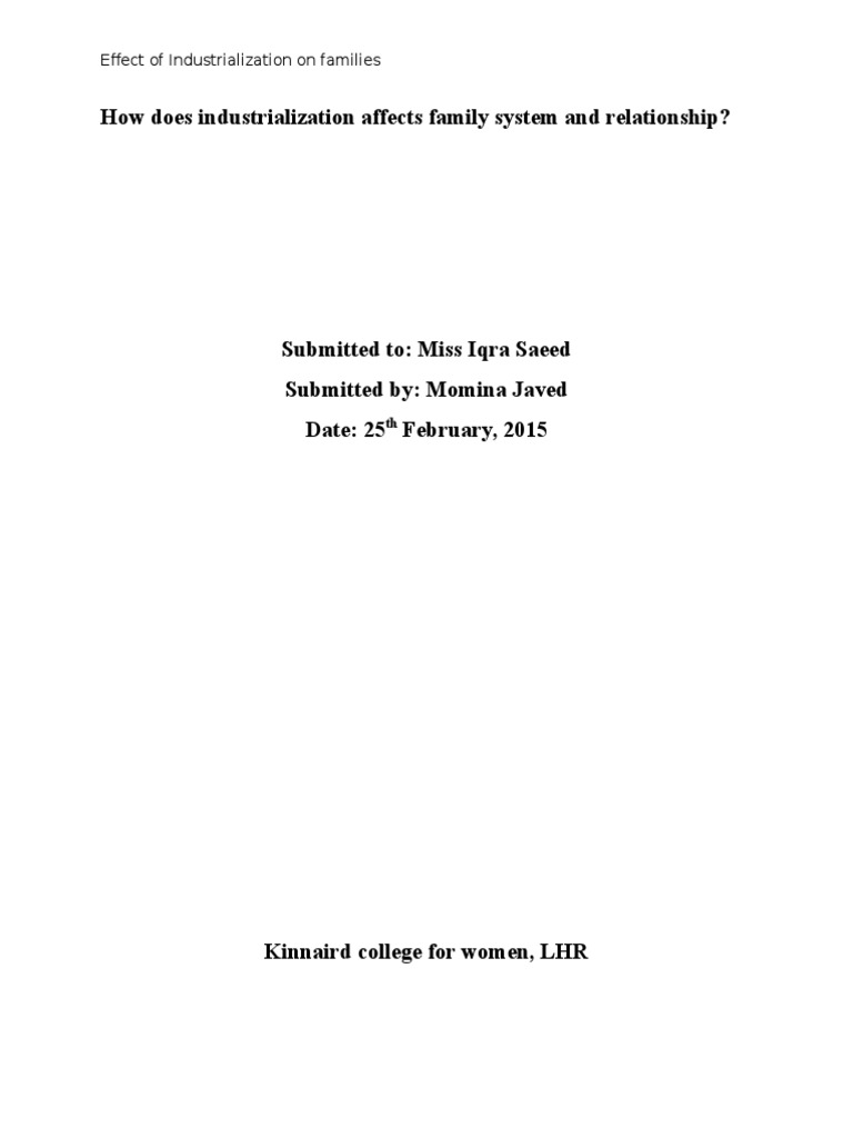 How Does Industrialization Affects Family System and Relationship | PDF ...