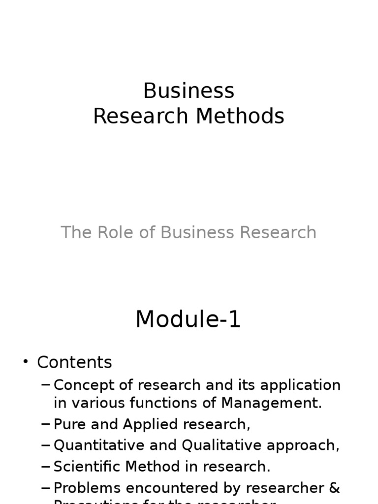 Module 1.Ppt BRM | PDF | Scientific Method | Experiment
