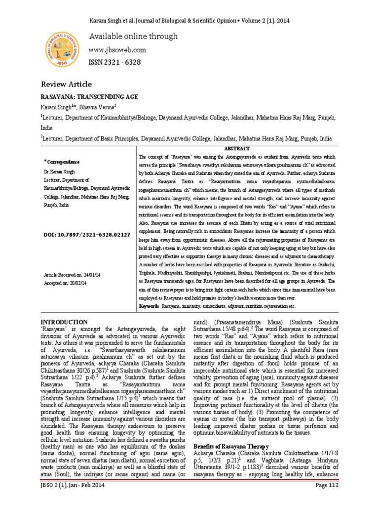 Rasayan Therapy | PDF | Ayurveda | Medicine