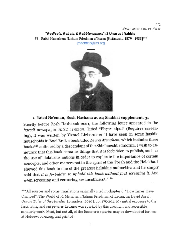 Radicals, Rebels, & Rabblerousers 3 Unusual Rabbis #3 - R. Menachem ...