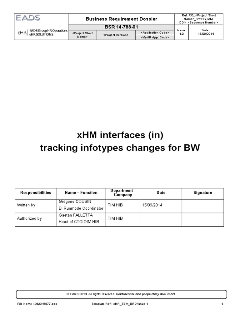 BSR 14-788-01 BRD Interfaces in Tracking Changes | Download Free PDF ...