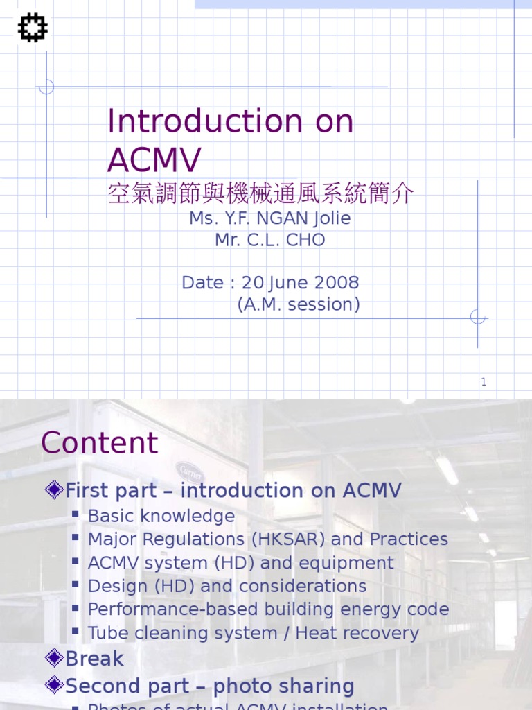 Introduction to ACMV Systems | PDF | Air Conditioning | Hvac