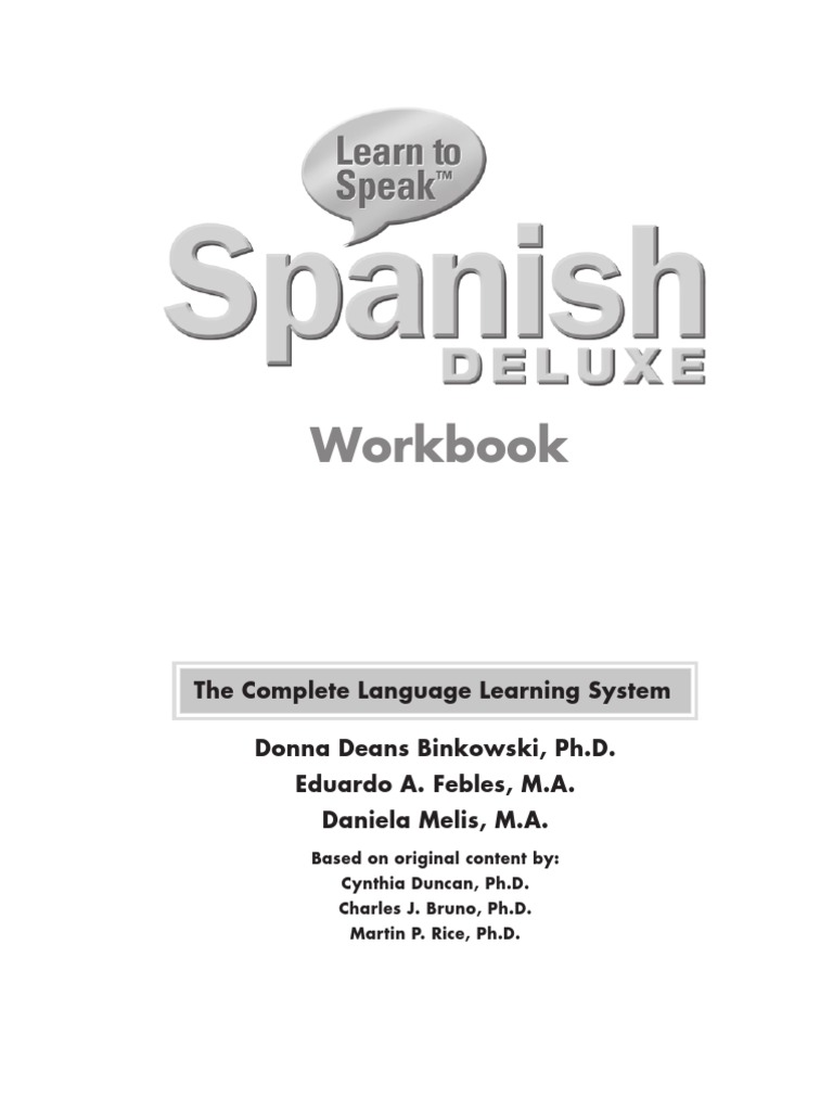 Learn To Speak Spanish - Workbook | PDF | Grammatical Tense | Verb