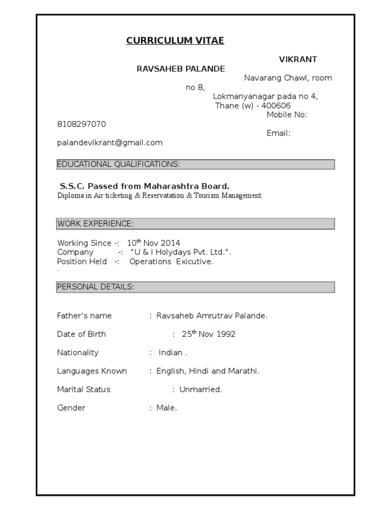 Vikrant Palande's CV and Experience | PDF | Career & Growth | Religion ...