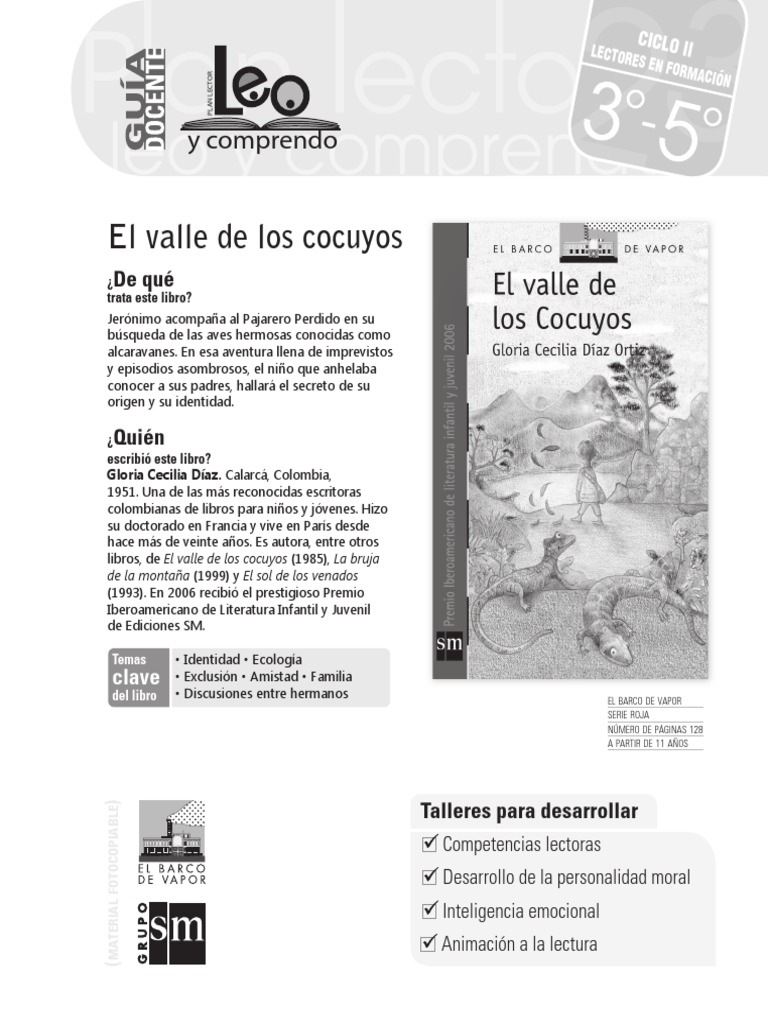 Actividades Sobre El Valle de Los Cocuyos | PDF | Literatura infantil ...