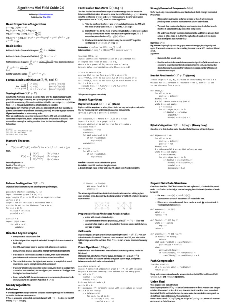 Algorithms Mini Field Guide 2.0: Fast Fourier Transform | PDF | Time ...