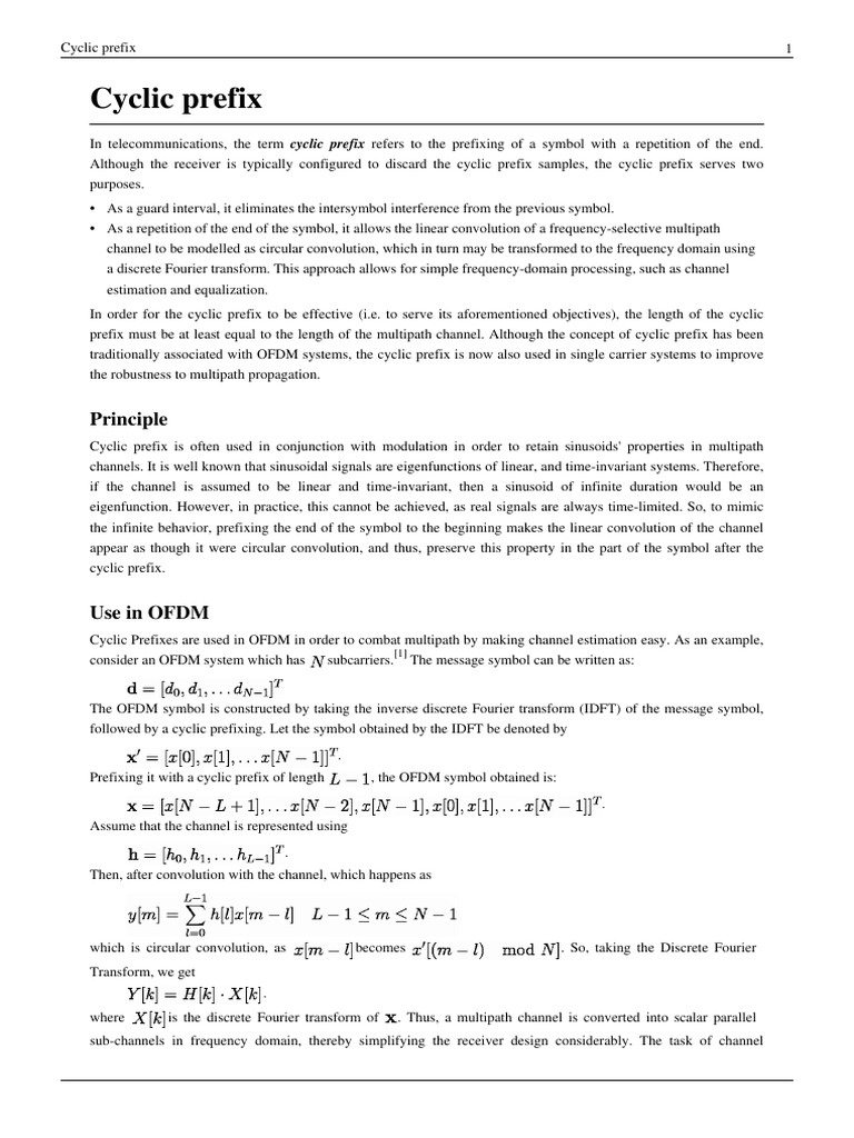 Cyclic Prefix: Principle | PDF | Telecommunications | Electronics