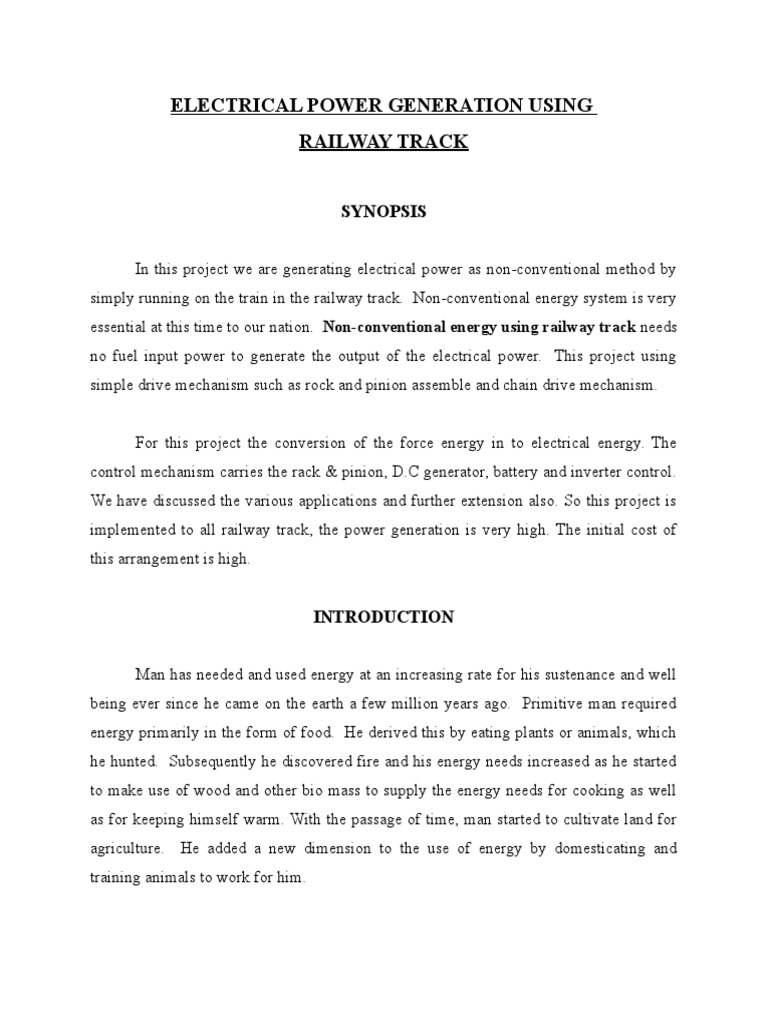 Railway Track Power Generation System | PDF | Electric Generator ...