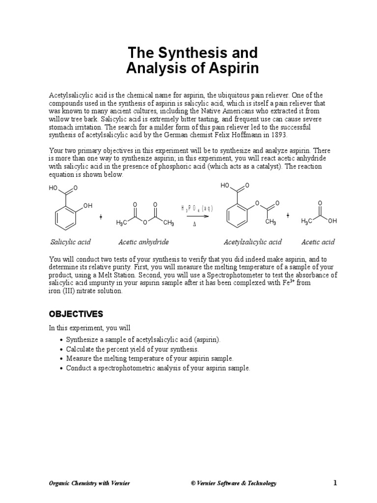 Synthesis of Aspirin Lab Report | PDF | Molar Concentration | Aspirin
