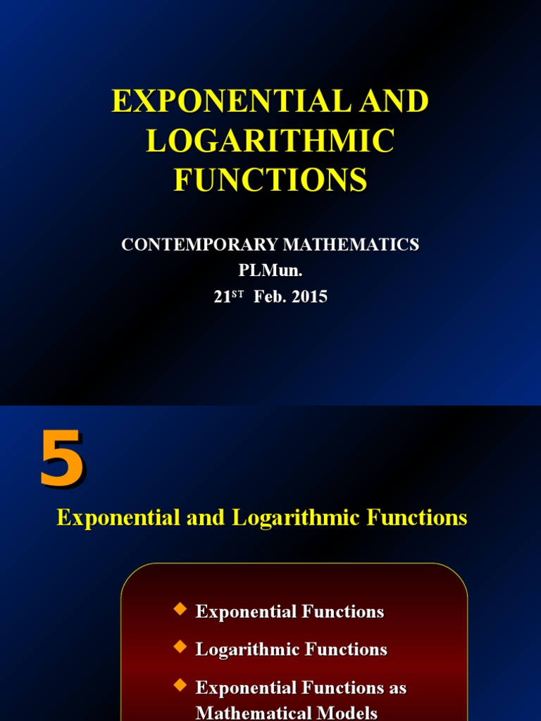 Exponential Logarithmic | PDF | Logarithm | Exponential Function