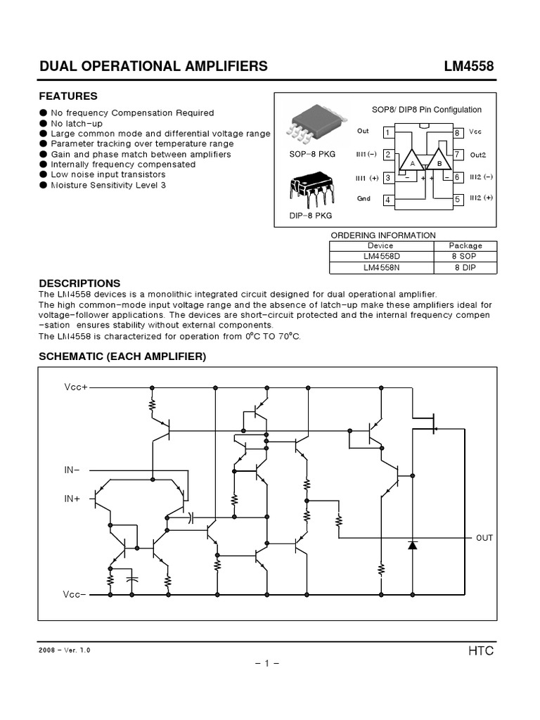 LM4558 | PDF | Amplifier | Operational Amplifier
