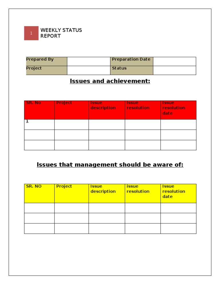 Weekly Status Report