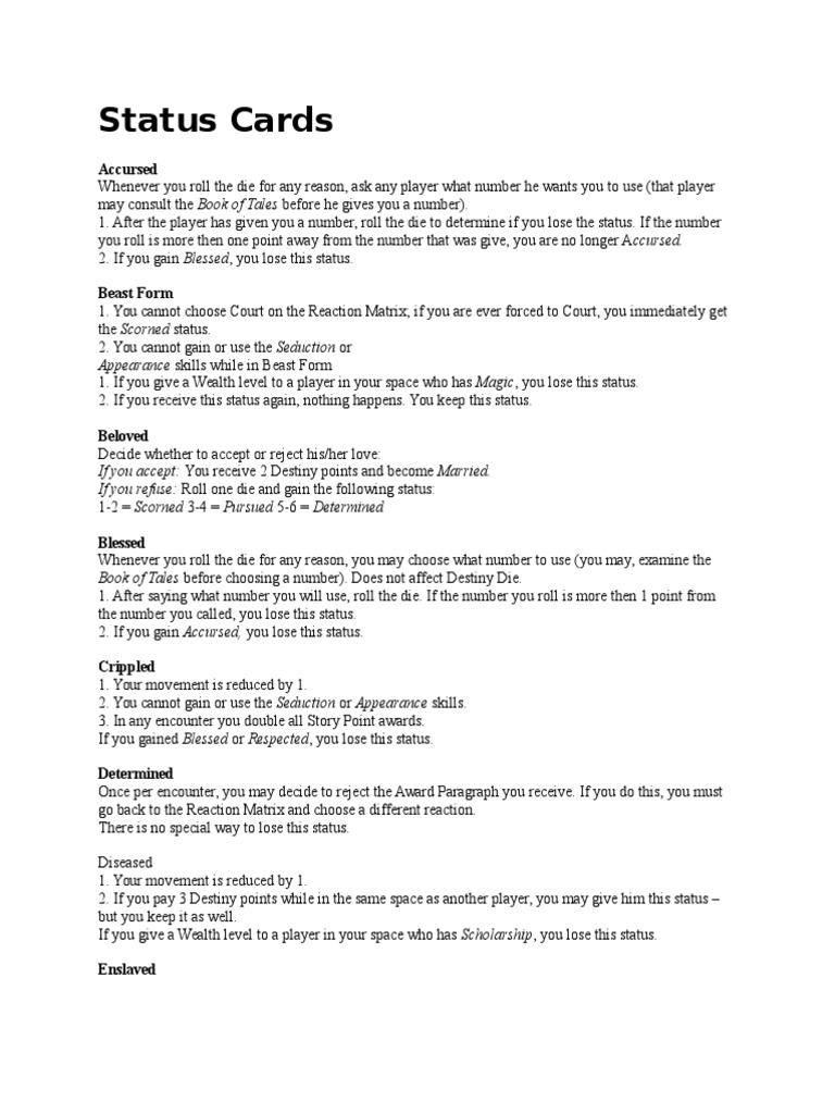 A Tale of Many Statuses: An Analysis of the Diverse Conditions and ...