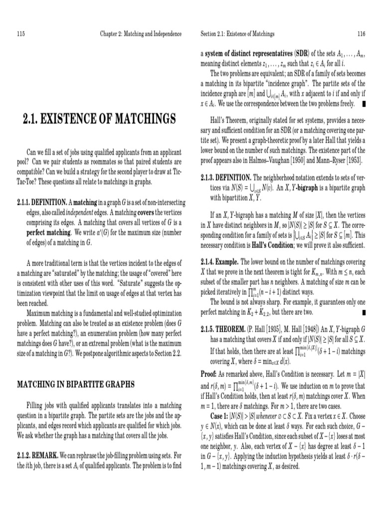 Existence of Matchings | PDF | Vertex (Graph Theory) | Matrix (Mathematics)